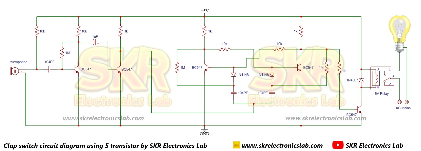 How to make Clap Switch using Transistor - SKR Electronics Lab